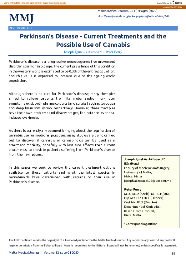 (PDF) Parkinson S Disease Current Treatments and the Possible Use of ...