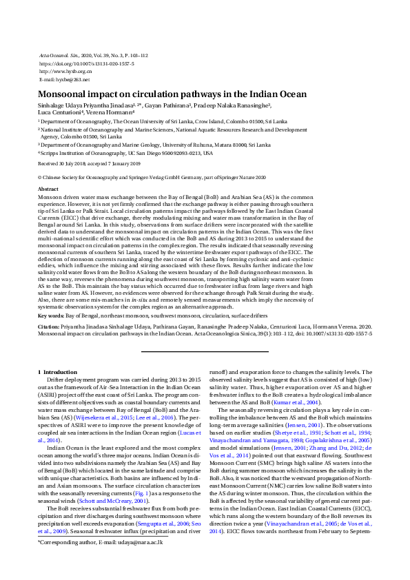 (PDF) Monsoonal impact on circulation pathways in the Indian Ocean ...