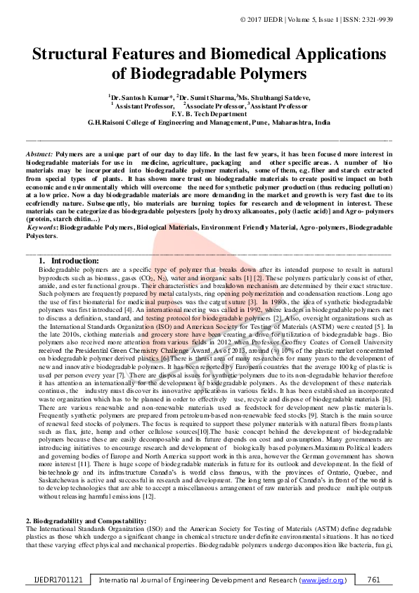 (PDF) Structural Features and Biomedical Applications of Biodegradable ...