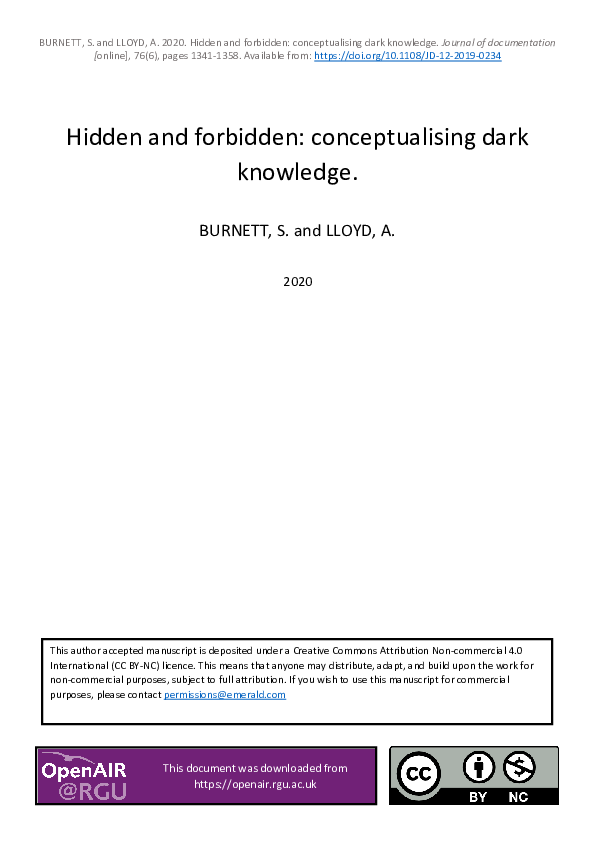 (PDF) Hidden and forbidden: conceptualising Dark Knowledge