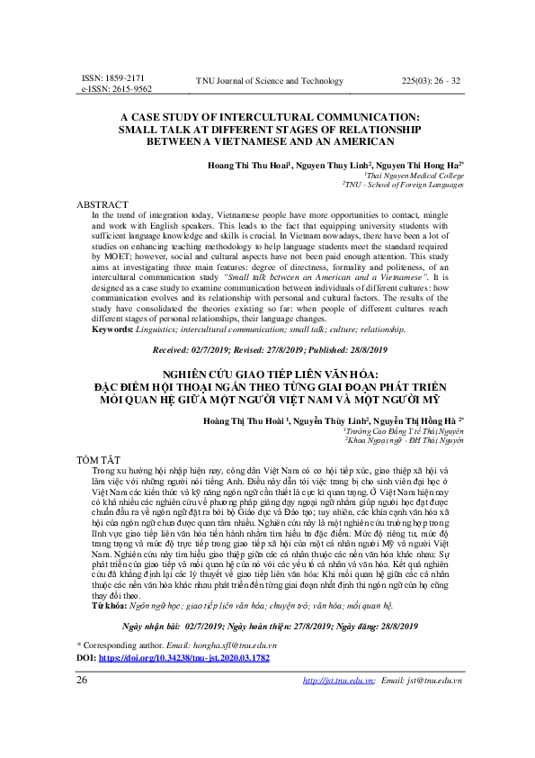 (PDF) A Case Study of Intercultural Communication: Small Talk at ...
