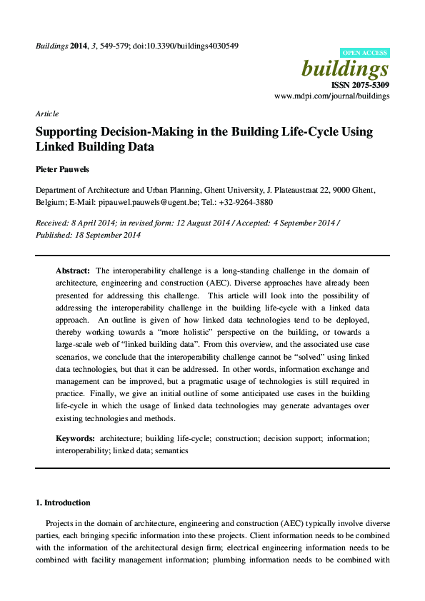 (PDF) Supporting Decision-Making in the Building Life-Cycle Using ...
