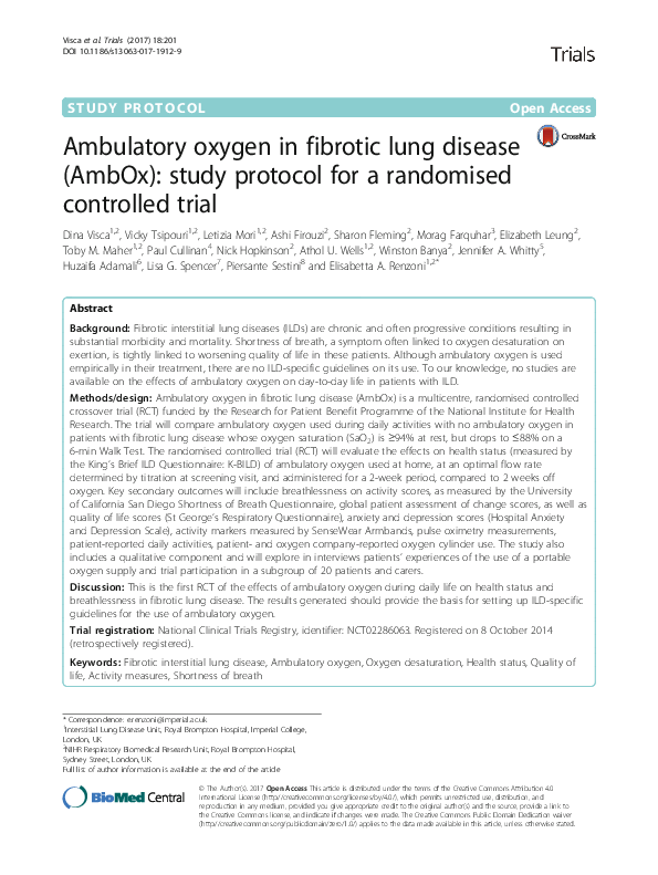 (PDF) Ambulatory oxygen in fibrotic lung disease (AmbOx): study protocol for a randomised ...