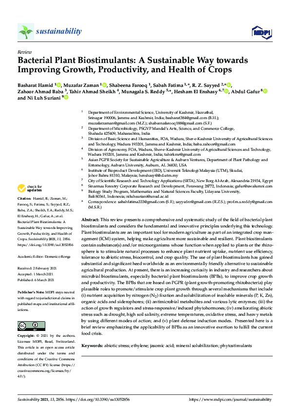 (PDF) Bacterial Plant Biostimulants: A Sustainable Way Towards ...