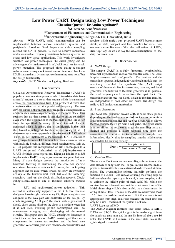 (PDF) Low Power UART Design using Low Power Techniques