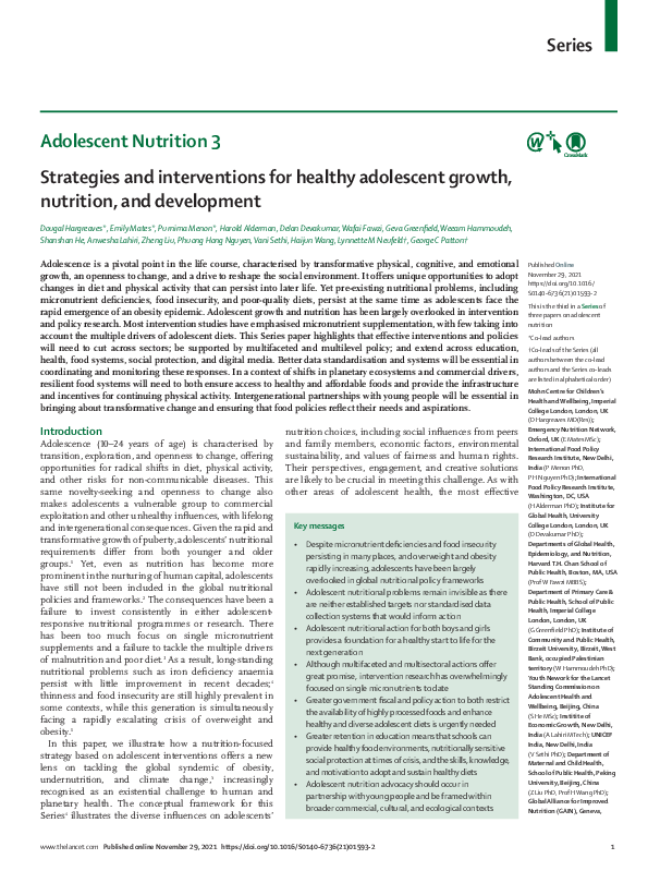 (PDF) Strategies and interventions for healthy adolescent growth ...