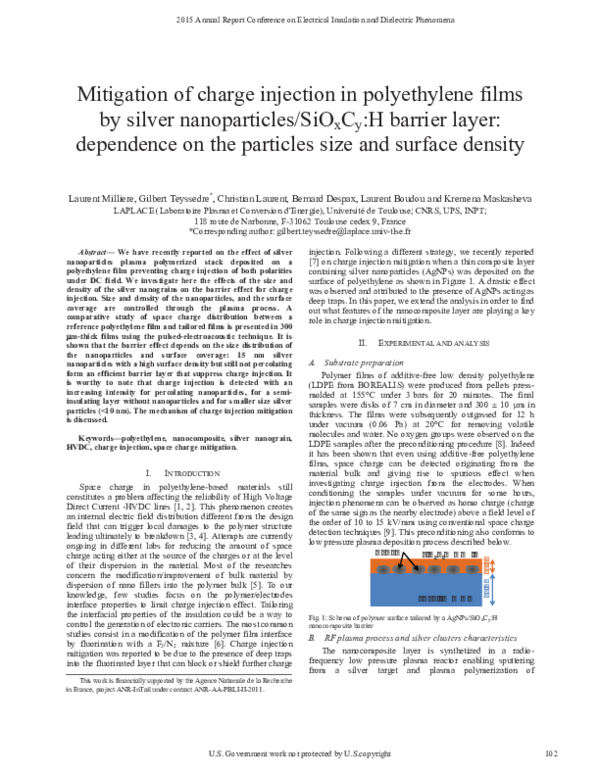 (PDF) Mitigation of charge injection in polyethylene films by silver ...