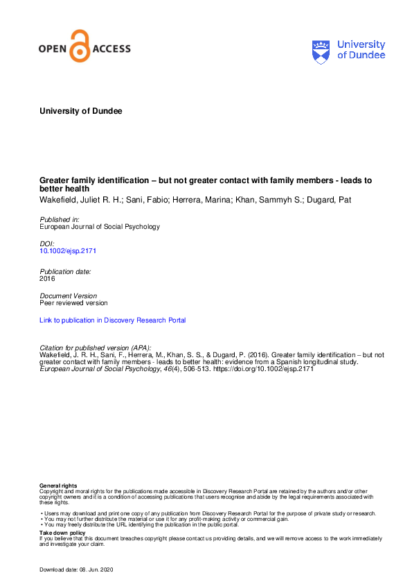 (PDF) Greater family identification-but not greater contact with family ...