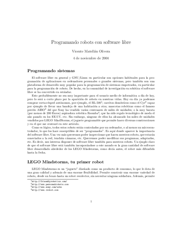 (PDF) Programando robots con software libre (PDF) Programando robots con software libre