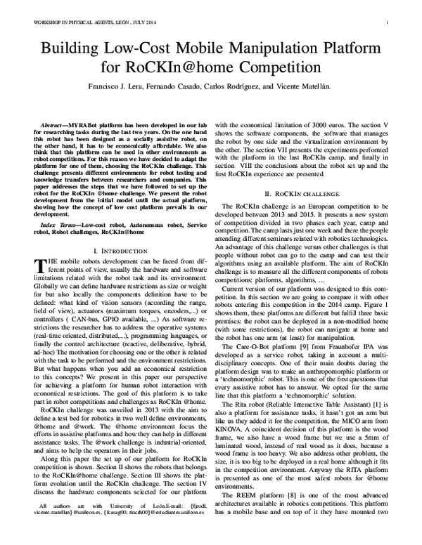 (PDF) Building Low-Cost mobile manipulation platform for RoCKIn@ home ...