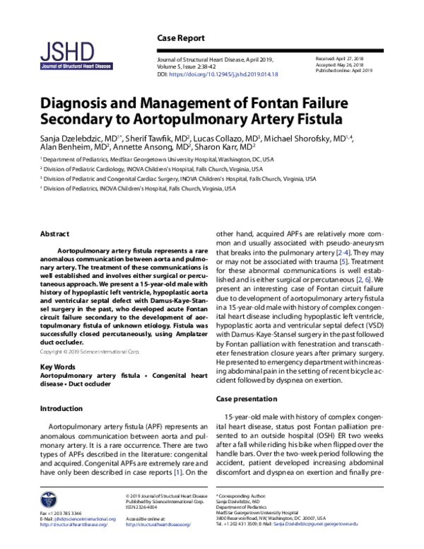 (PDF) Diagnosis and Management of Fontan Failure Secondary to ...