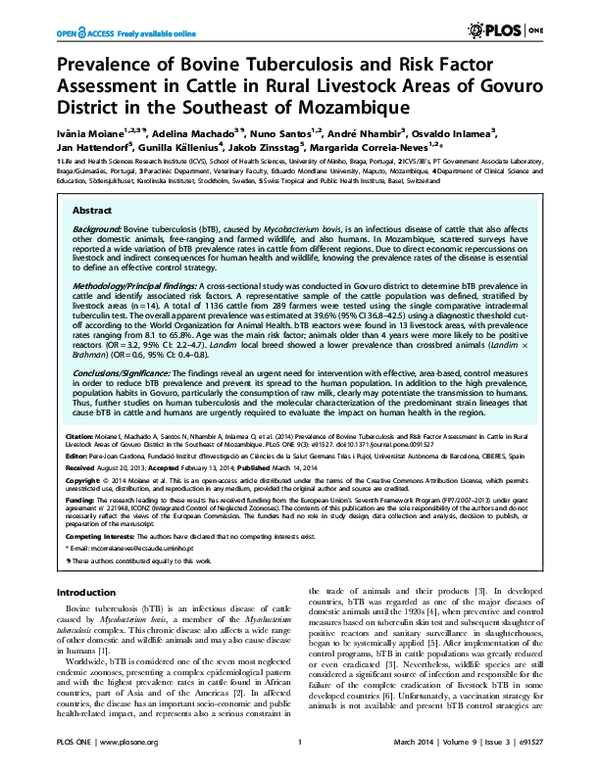 (PDF) Prevalence of Bovine Tuberculosis and Risk Factor Assessment in ...