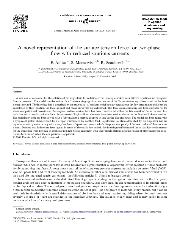 (PDF) A novel representation of the surface tension force for two-phase ...