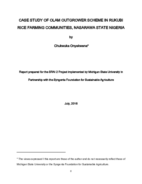 (PDF) Case Study of Olam Outgrower Scheme in Rukubi Rice Farming ...