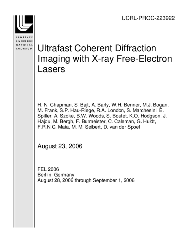 (PDF) Ultrafast coherent diffraction imaging with x-ray free-electron ...