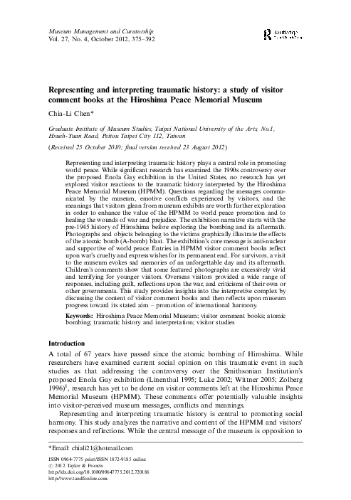 (PDF) Representing and interpreting traumatic history: a study of ...
