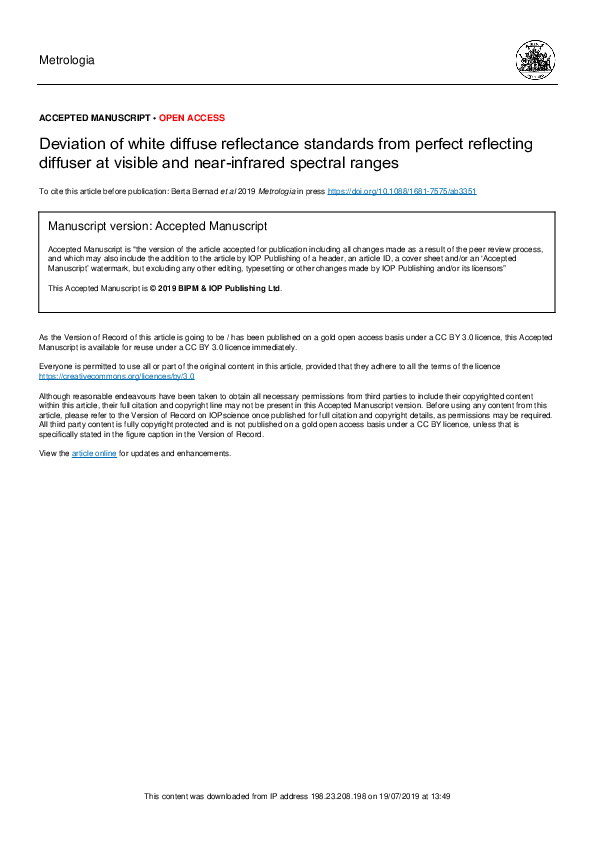 (PDF) Deviation of white diffuse reflectance standards from perfect ...
