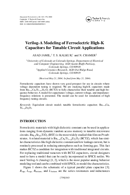 (PDF) Verilog-A Modeling of Ferroelectric High-K Capacitors for Tunable ...
