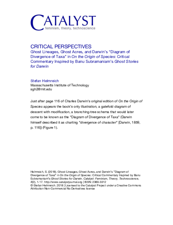 (PDF) Ghost Lineages, Ghost Acres, and Darwin’s “Diagram of Divergence ...