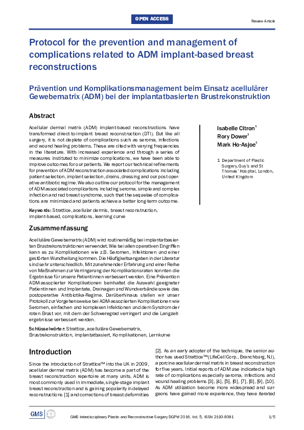 (PDF) Protocol for the prevention and management of complications ...