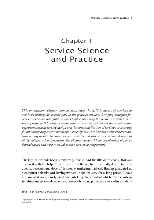 (PDF) Service Science and Practice