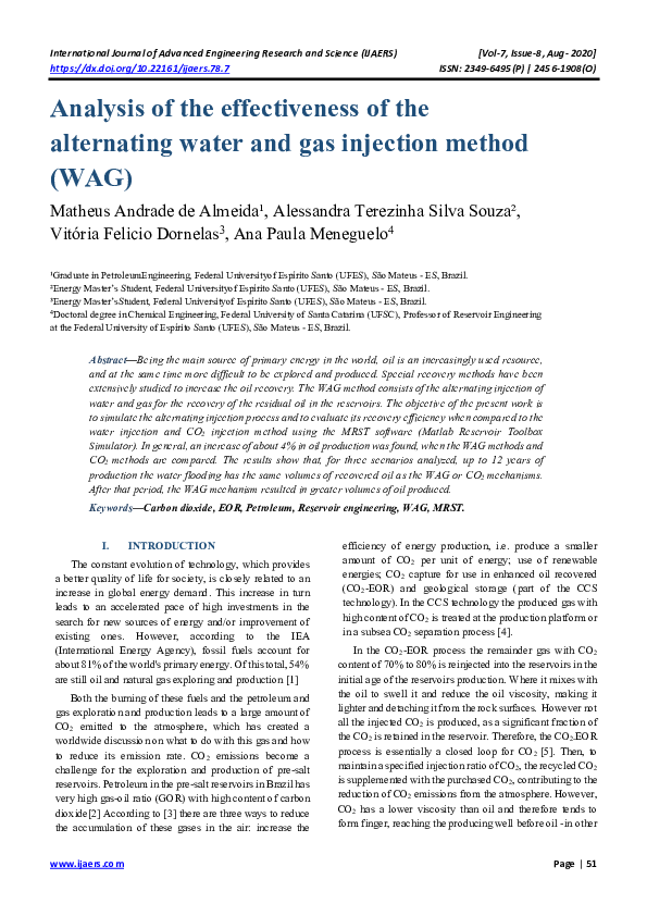 (PDF) Analysis of the effectiveness of the alternating water and gas ...