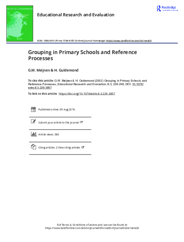 (PDF) Grouping in Primary Schools and Reference Processes