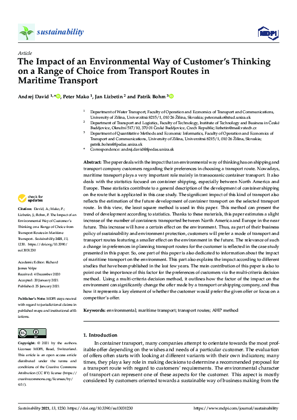 (PDF) The Impact of an Environmental Way of Customer’s Thinking on a ...