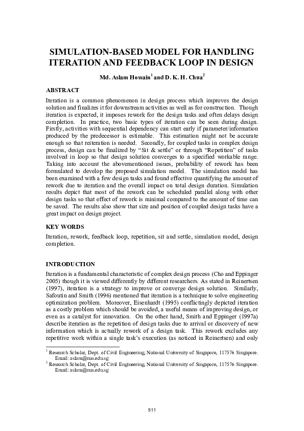 (PDF) Simulation-Based Model for Handling Iteration and Feedback Loop ... (PDF) Simulation-Based Model for Handling Iteration and Feedback Loop ...