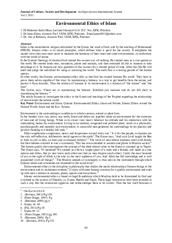 (PDF) Environmental Ethics of Islam