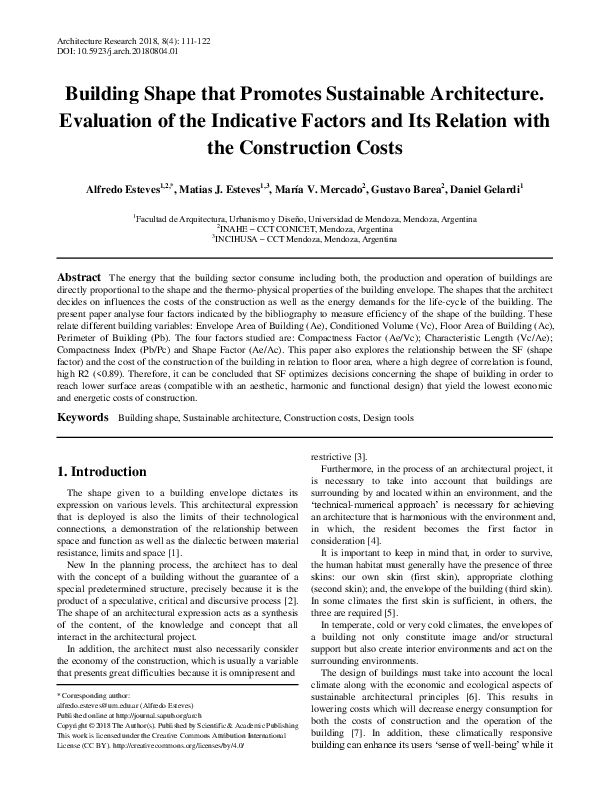 (PDF) Building Shape that Promotes Sustainable Architecture. Evaluation ...