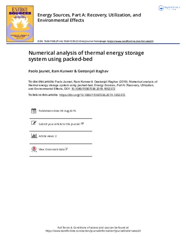 (PDF) Numerical analysis of thermal energy storage system using packed-bed