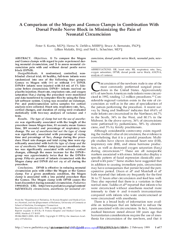 (PDF) A Comparison of the Mogen and Gomco Clamps in Combination With ...