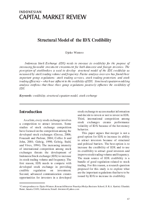 (PDF) Structural Model of the IDX Credibility