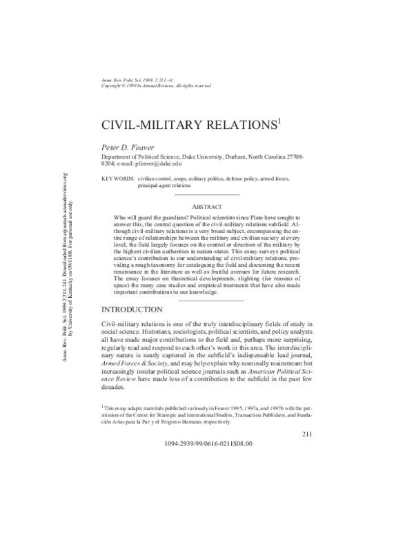(PDF) Civil-Military Relations 1