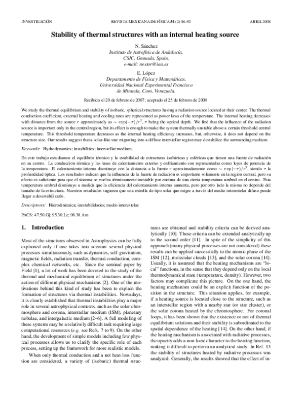 (PDF) Stability of thermal structures with an internal heating source