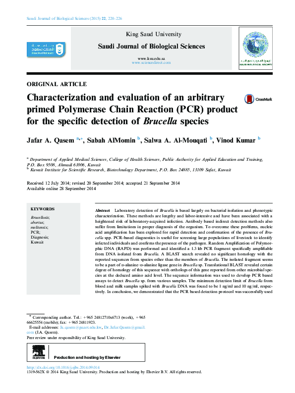 Pdf Characterization And Evaluation Of An Arbitrary Primed Polymerase Chain Reaction Pcr