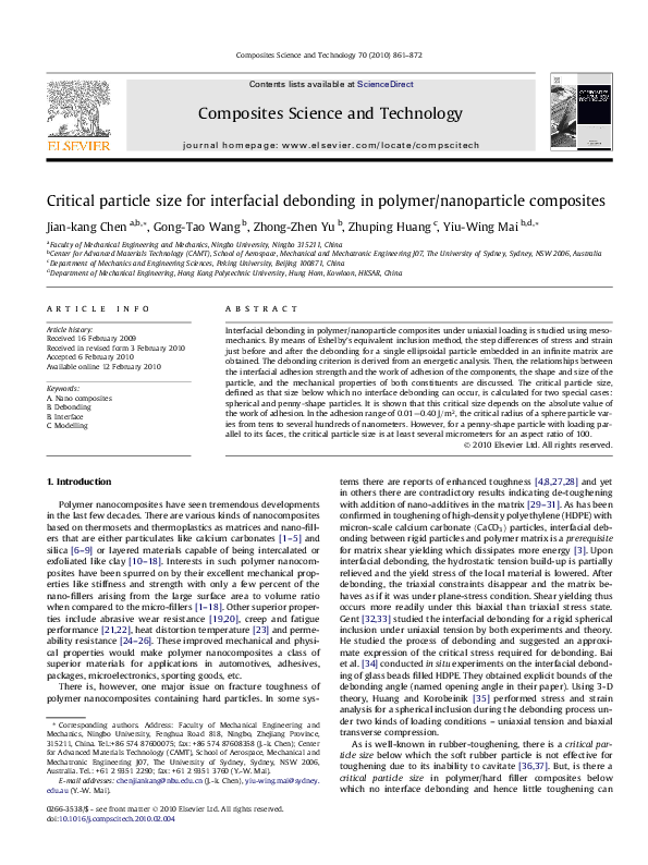 (PDF) Critical particle size for interfacial debonding in polymer ...