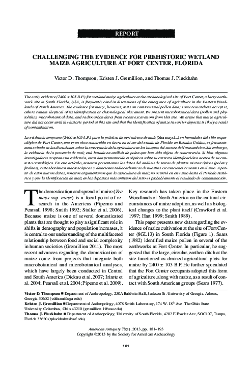 (PDF) Challenging the Evidence for Prehistoric Wetland Maize ...