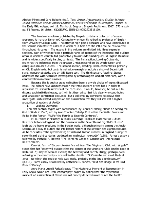 (DOC) REVIEW of: Alastair Minnis & Jane Roberts (ed.): Text, image ...