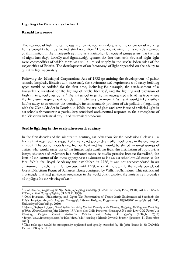 (PDF) Lighting the Victorian Art School