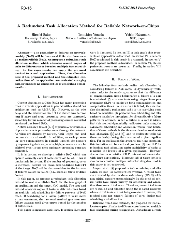(PDF) A Redundant Task Allocation Method for Reliable Network-on-Chips