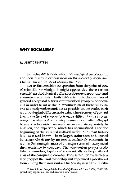 (PDF) Why Socialism?: A Reprint
