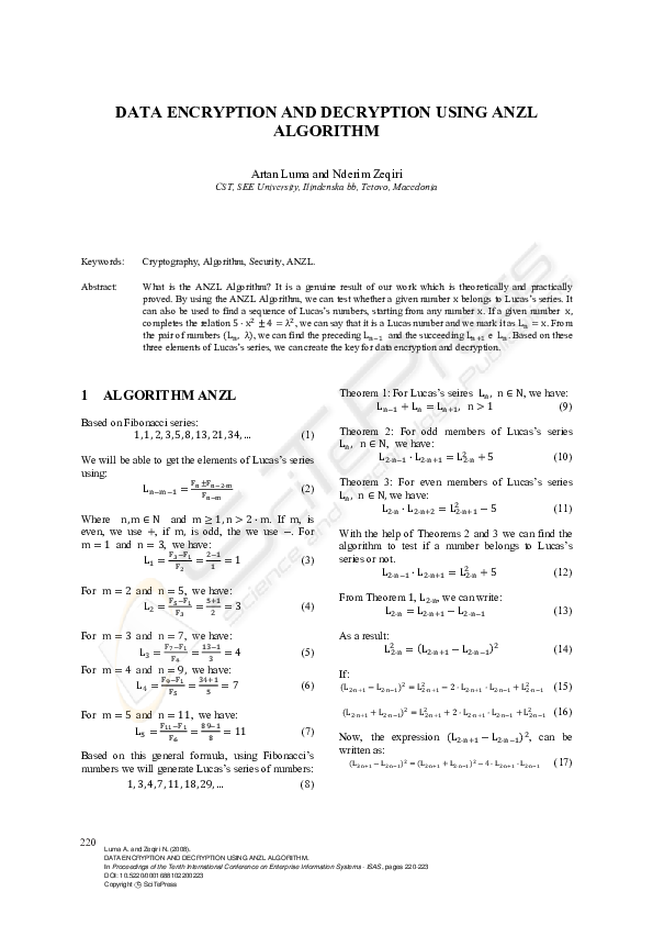 (PDF) Data Encryption and Decryption Using ANZL Algorithm