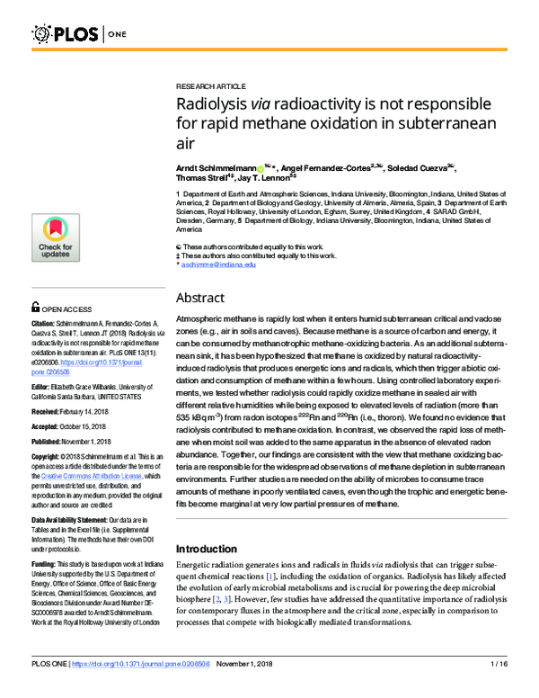 (PDF) Radiolysis via radioactivity is not responsible for rapid methane ...