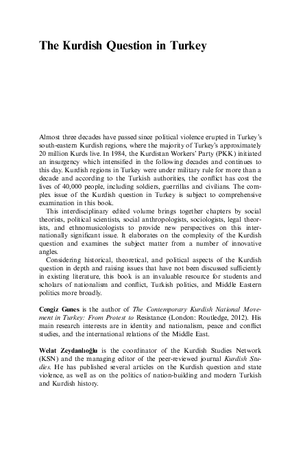 (PDF) The Kurdish Question in Turkey