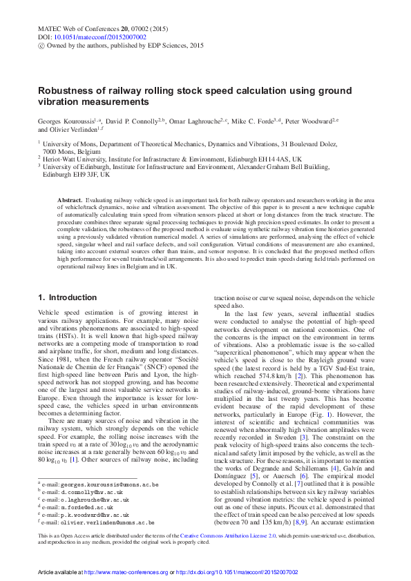 (PDF) Robustness of railway rolling stock speed calculation using ...