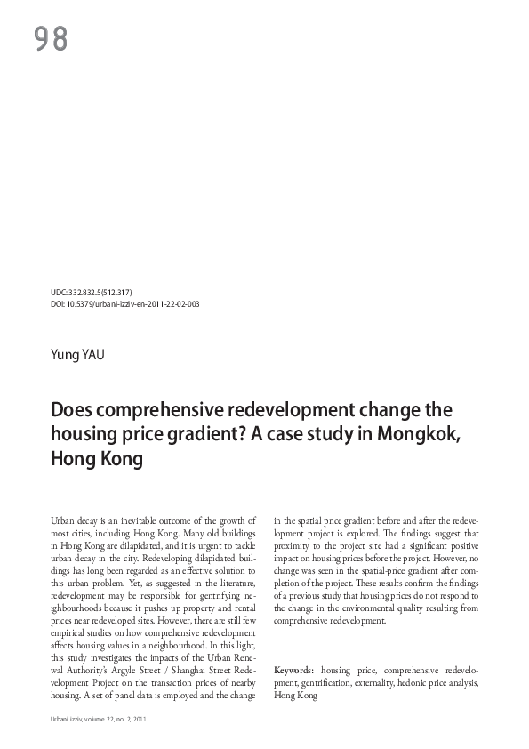(PDF) Does comprehensive redevelopment change the housing price ...