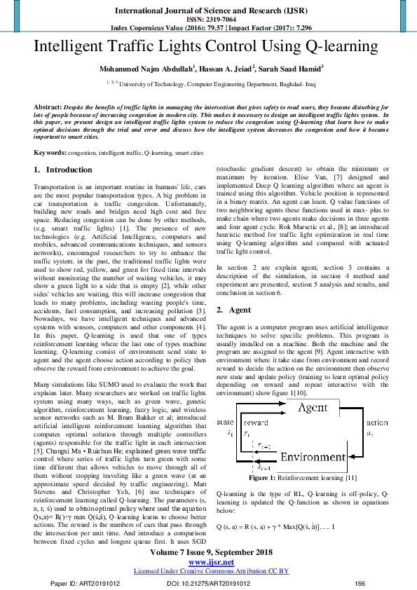 (PDF) Intelligent Traffic Lights Control Using Q-learning