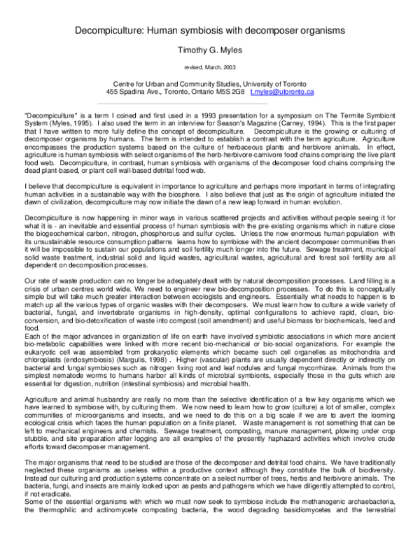 (PDF) Decompiculture: Human symbiosis with decomposer organisms